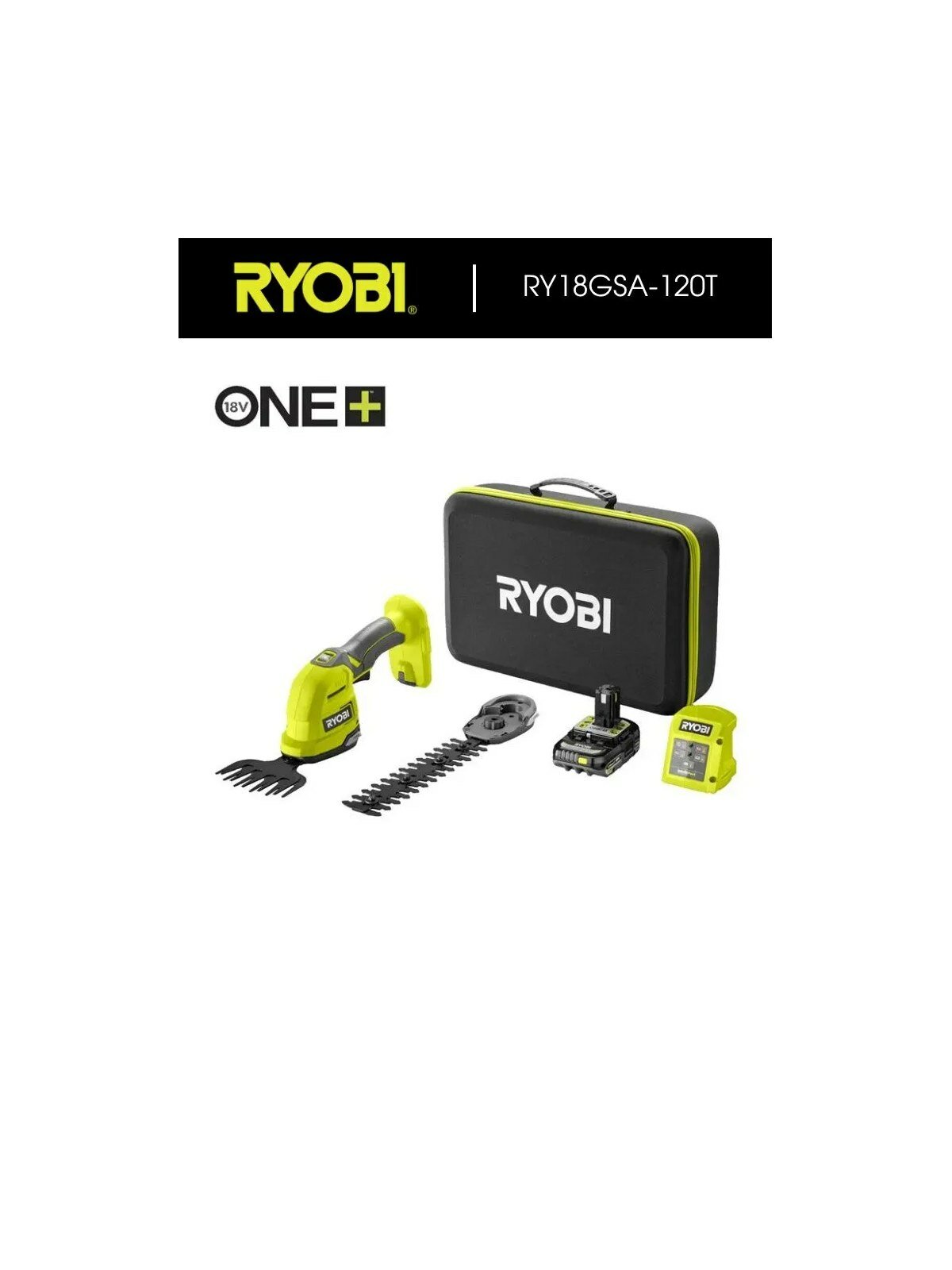 Аккумуляторные ножницы-кусторез 2-в-1 Ryobi RY18GSA-120T (1 х 2.0 Ач) арт. 5133005768