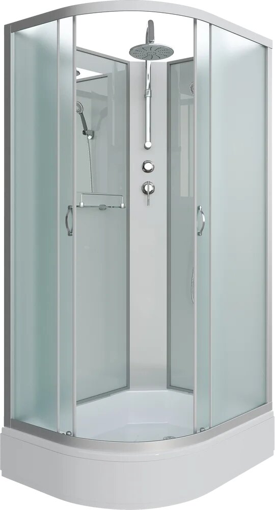 Душевая кабина Niagara Classic NG-33184-14RBKT стеклянная, 110x80, открытая (без крыши), с матовым стеклом, без гидромассажа, средний поддон с функцией тропический душ