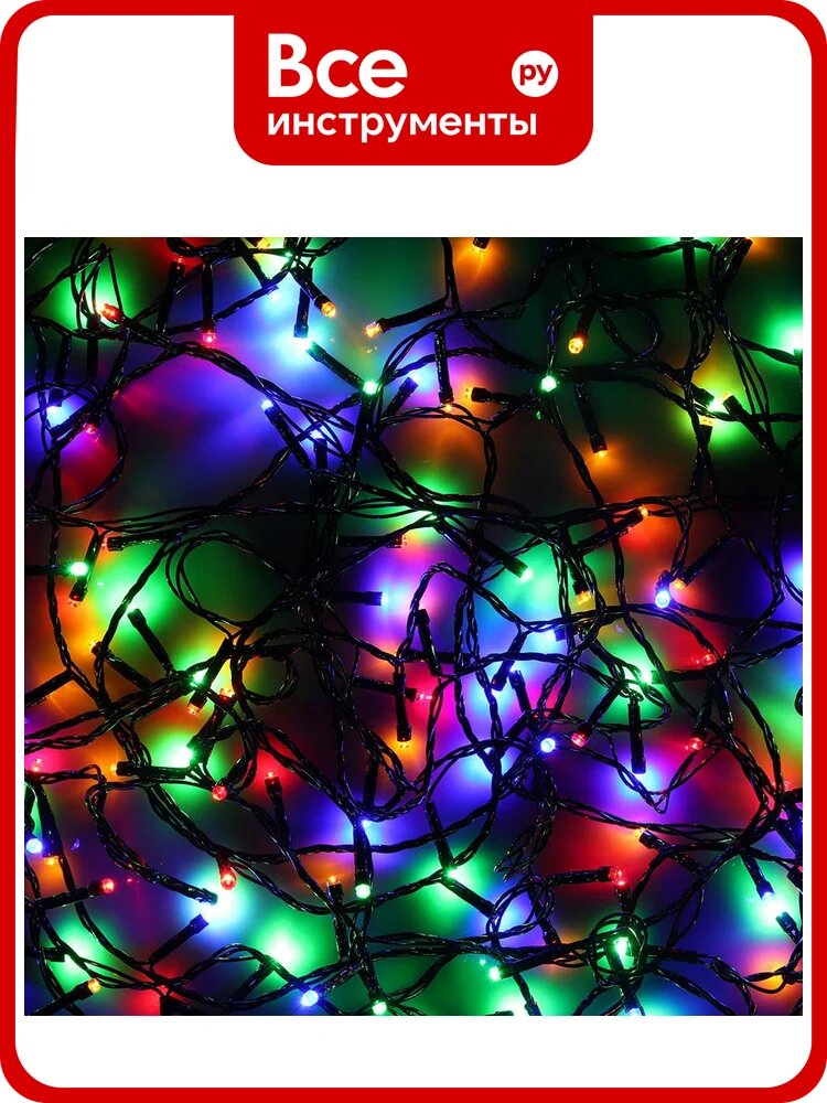 Электрическая гирлянда Сноубум вьюн 14м, 180 LED, мультицвет, 8 режимов, ПВХ, черный, 220В 384-035