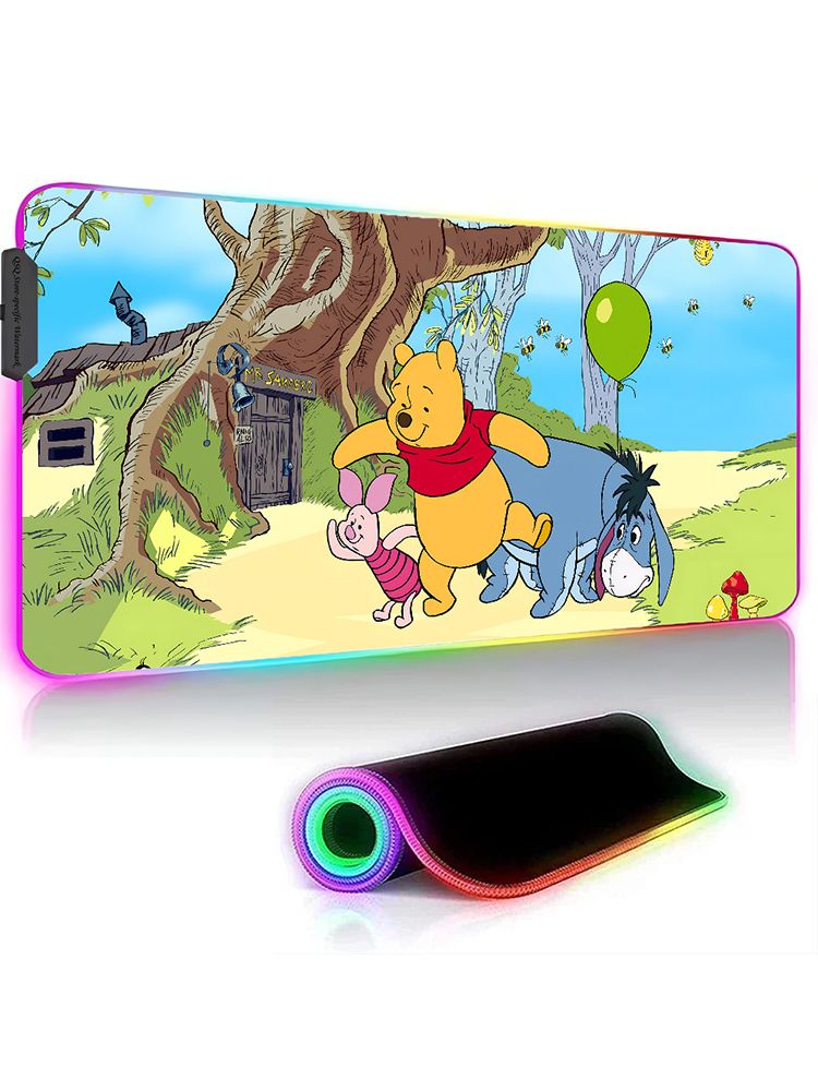 RGB LED Tigger & Pooh Милый мультяшный USB-коврик для мыши с клавиатурой и тигрой из мультфильма "Винни Пух и Тигра", световой ковер для рабочего стола компьютера, резиновый материал, размер 40x90xxl