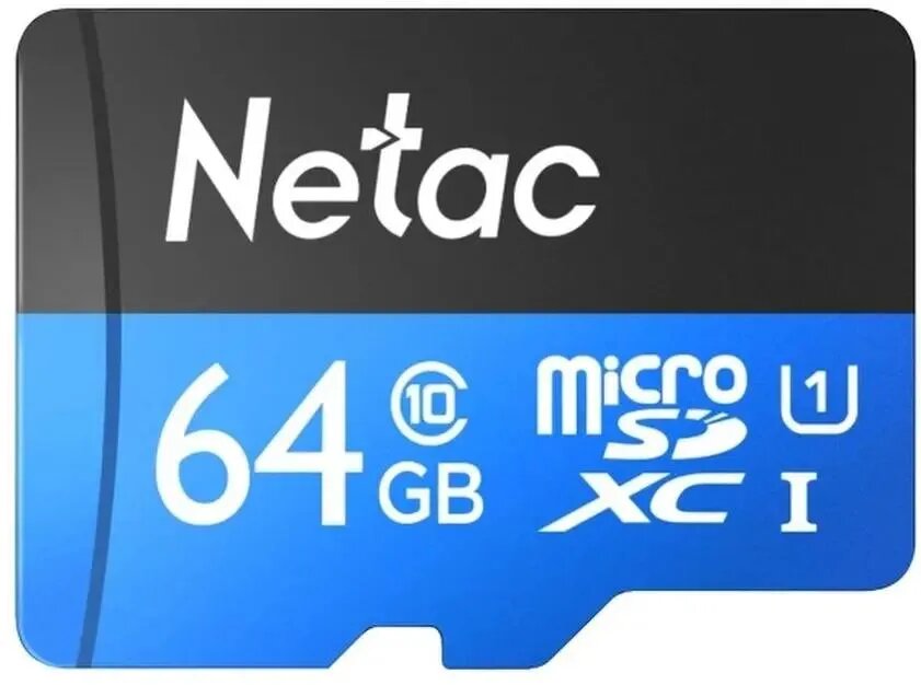 Карта памяти microSDXC UHS-I U1 NETAC P500 64 ГБ, 80 МБ/с, Class 10, NT02P500STN-064G-R, 1 шт, переходник SD