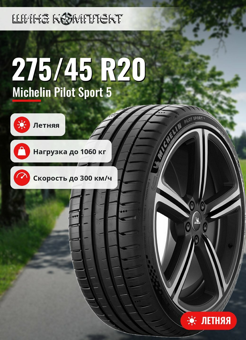 Автомобильная шина Michelin Pilot Sport 5 275/45 R20 110Y летняя для легкового автомобиля