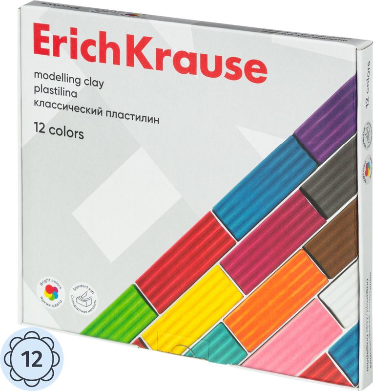 Пластилин классический Erich Krause Basic 12 цветов 192 грамм
