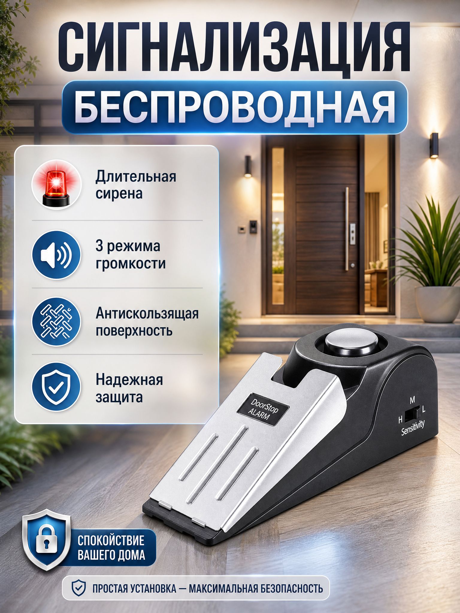 Беспроводная сигнализация для дома, дачи, отеля, сирена