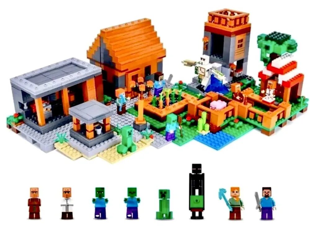 Конструктор Minecraft Игрушка Майнкрафт My World набор "Деревня в Лесу" 803 детали / 8 фигурок ( майн большая деревня с жителями / лего совместимый )