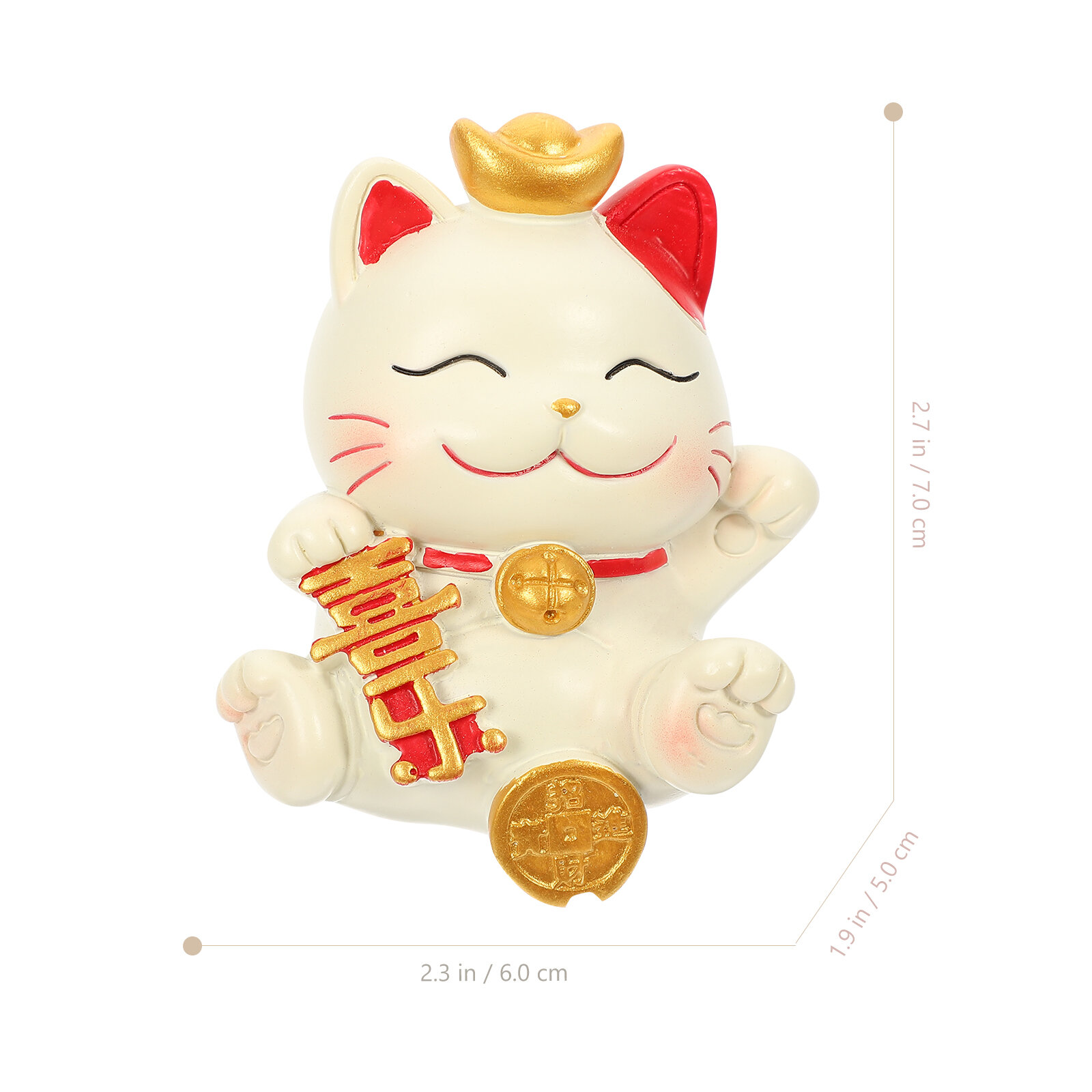 Статуэтка Кота Удачи Резина Декоративная Игрушка Бежевый 7X6Cm