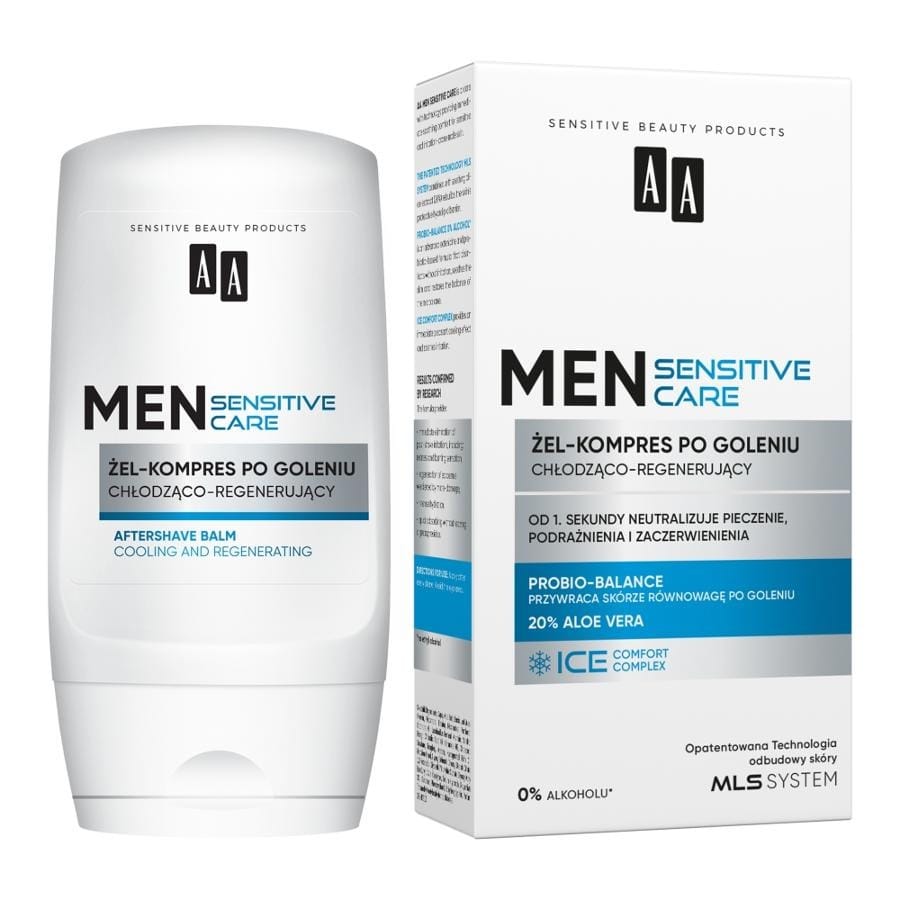 Средство после бритья AA Men Sensitive, охлаждающе-регенерирующий гель-компресс, 100 мл