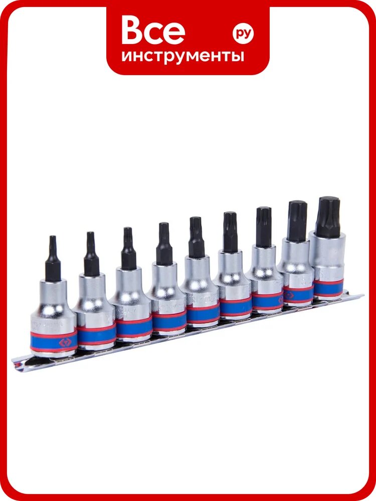 Набор торцевых насадок TORX (Т20-Т60; 1/2"; 60 мм) 9 шт. KING TONY 4109PR10