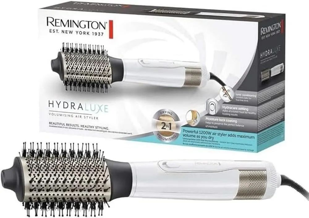 Remington Фен-щетка для волос AS8901 1200 Вт, скоростей 2, кол-во насадок 1, белый, серый