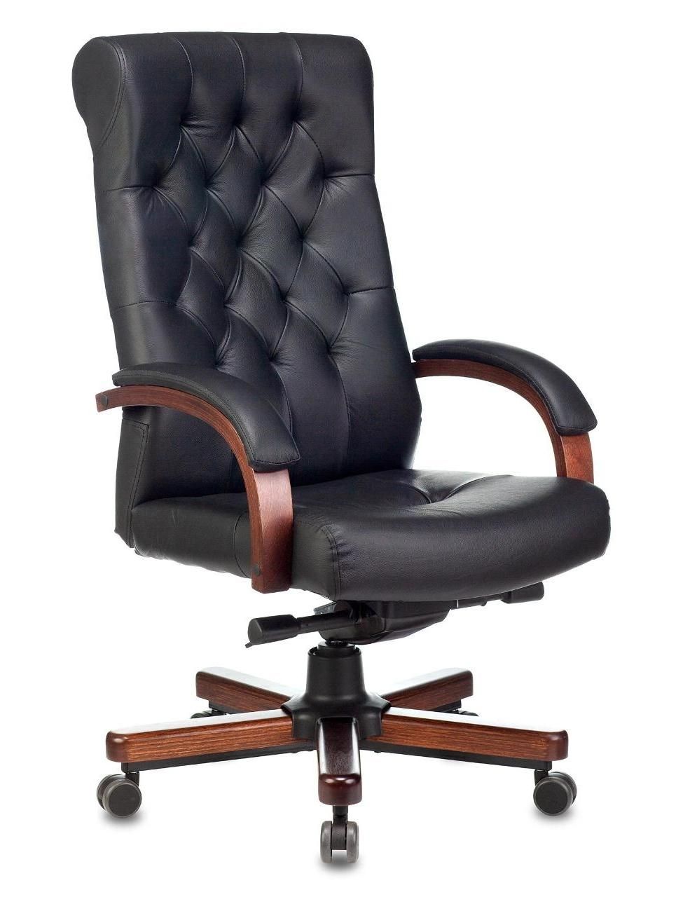 Кресло руководителя Бюрократ T-9928WALNUT черный кожа крестов. металл/дерево