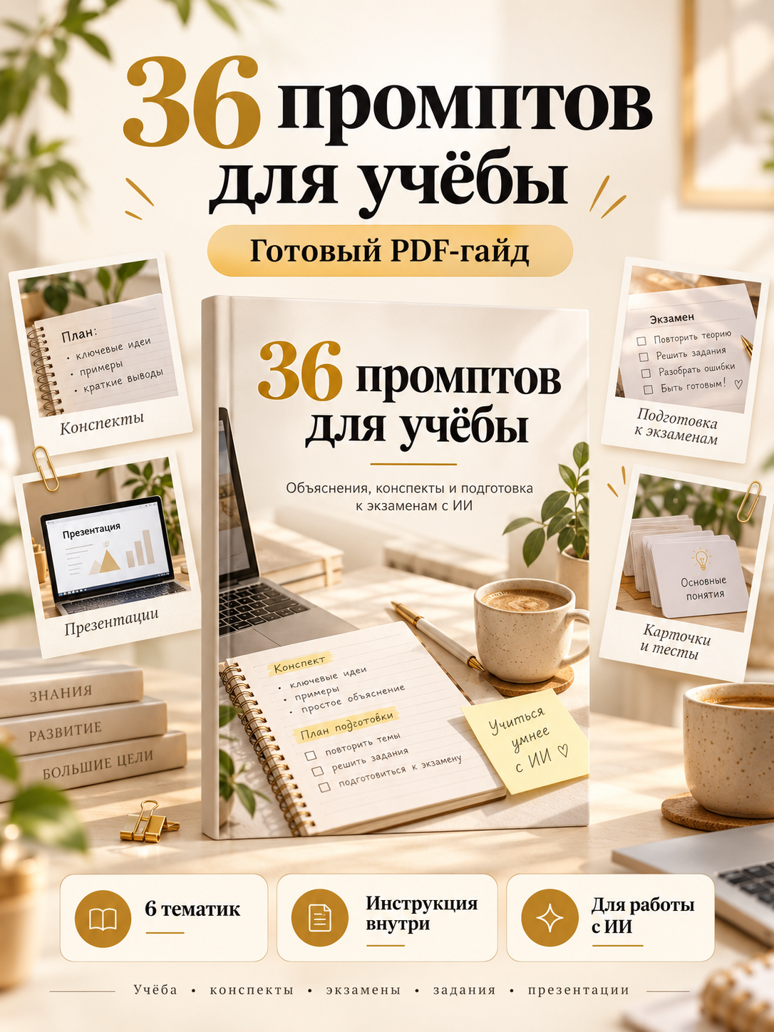 36 промптов для учебы с ИИ — PDF-гайд для ChatGPT, школьников и студентов