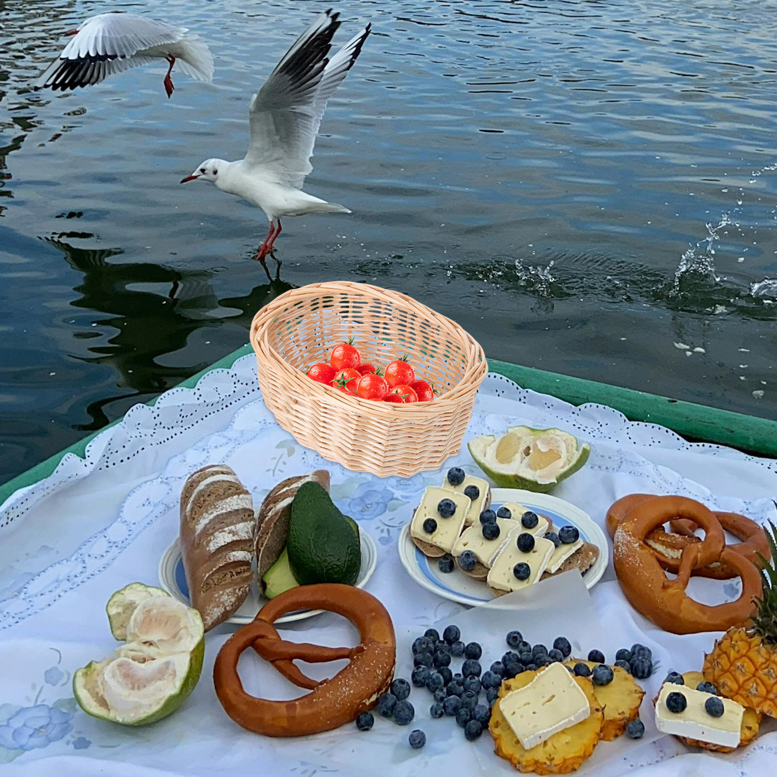 Корзина Для Пикника Из Ротанга 20.50X15.60X7.00Cm Стильный Дизайн Большой Объем Легкая В Уходе И Переноске