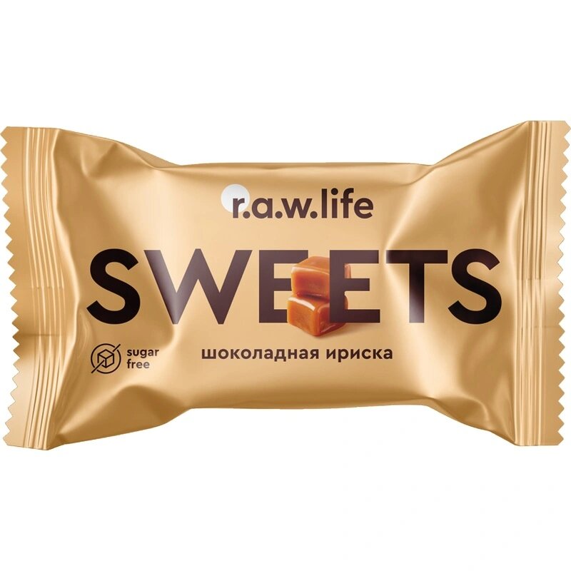 Конфеты R.A.W.life sweets Шоколадная ириска шоколад-фрукт NEW, 17гx18шт/уп