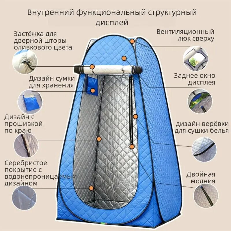 Палатка утепленная двухместная с автоматической сборкой, зеленая, с окнами и хлопковой подкладкой — фото 1