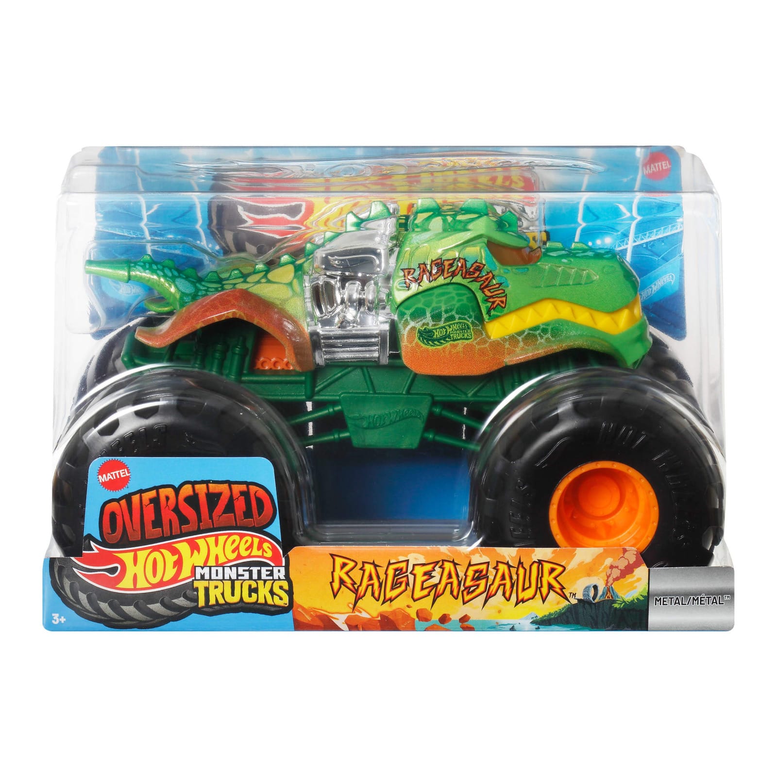 Игрушечная машинка Hot Wheels Monster Trucks Rageasaur, зеленый, масштаб 1:24