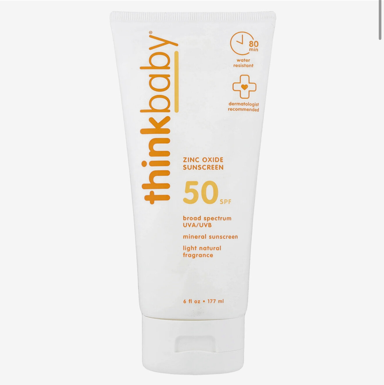 Thinkbaby, Солнцезащитный крем, фактор защиты SPF 50+, 177мл