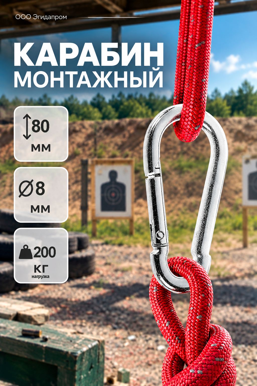 Карабин 8 80 мм, DIN5299С, оцинкованный