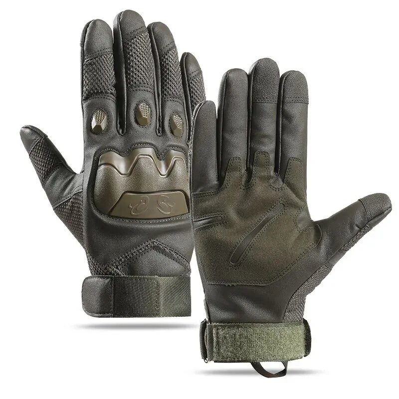 Тактические перчатки PU+microfiber мужские Army green