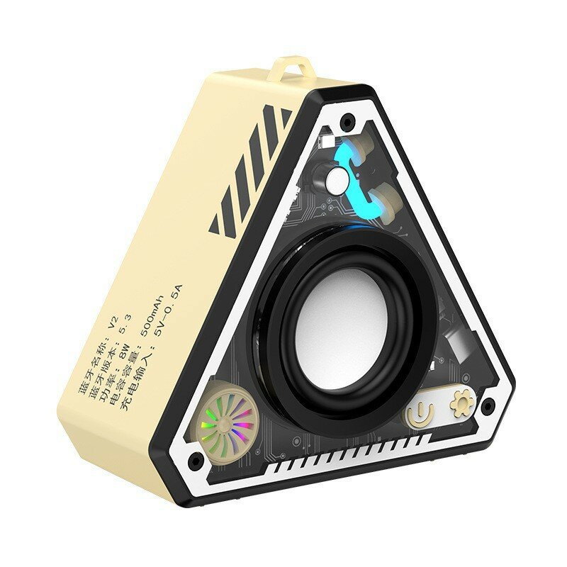 Портативная Bluetooth-колонка с низким басом и функцией оповещения, версия 5.3, бежевый цвет корпуса, пластиковый материал, для улицы и дома