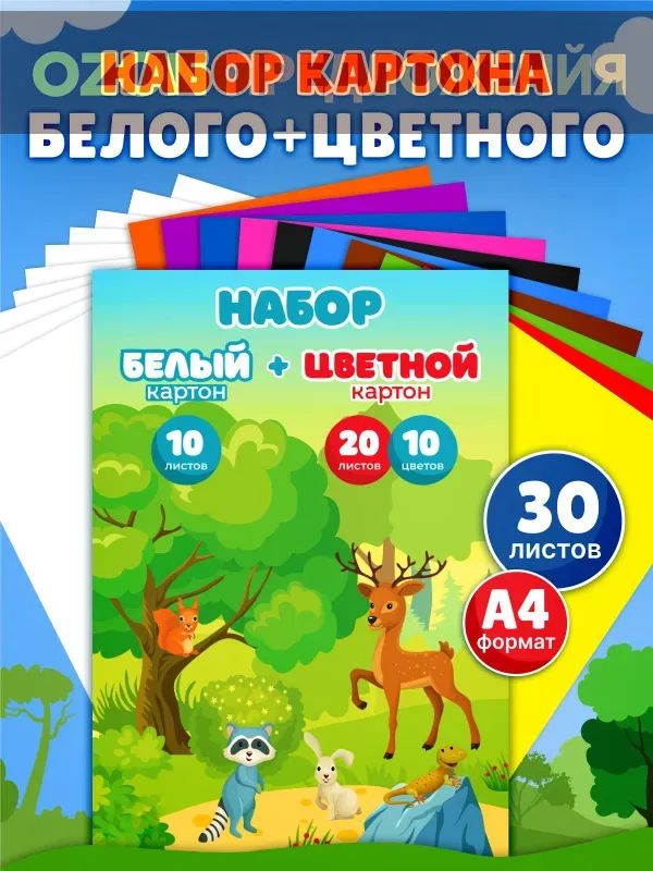 Картон A4, количество листов: 30