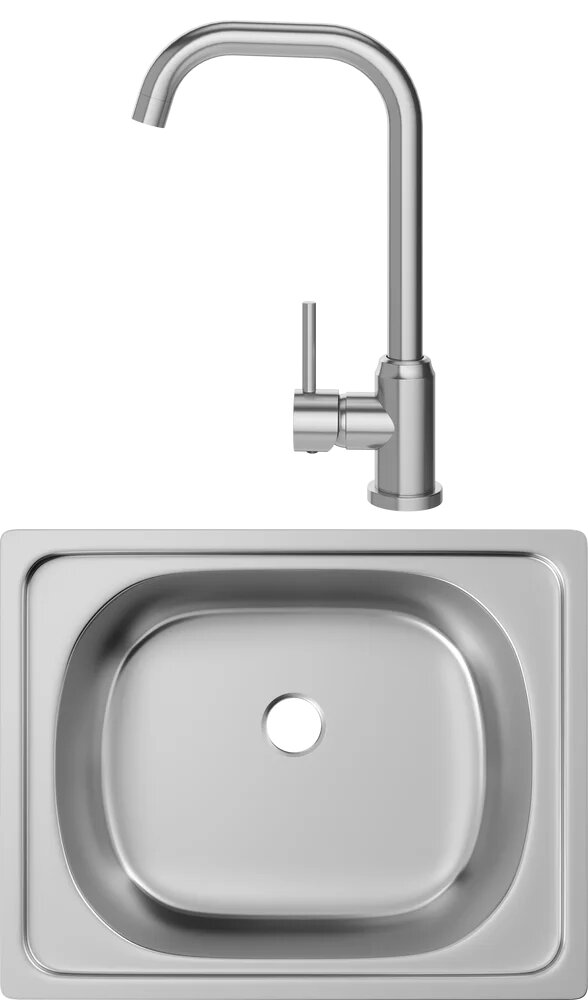 Комплект Мойка Domaci Равенна Ссик DCL 500*400 (5) 50x40, сталь, нержавеющая сталь / Смеситель Ливорно DMC02001S нержавеющая сталь