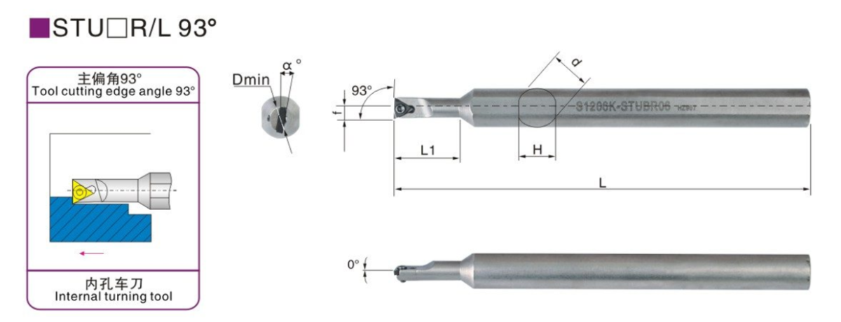 Резец внутреннего точения S12M-STUCR11-A16 (60Si2MnA)