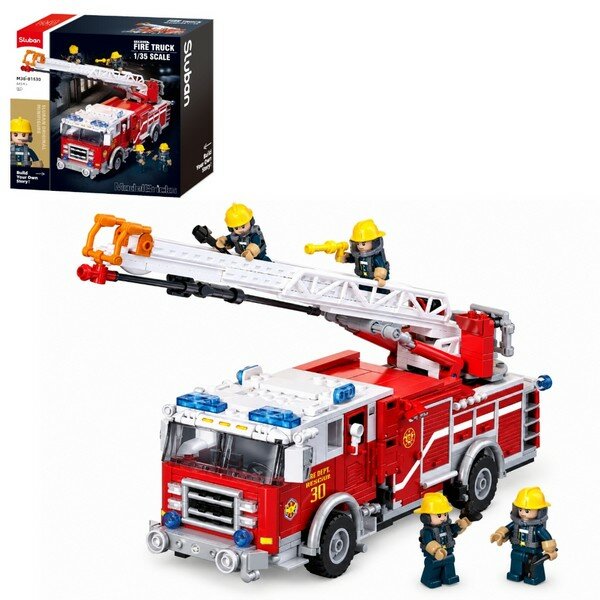Конструктор "Пожарная машина" 643 дет, 4 фигурки, в коробке 30*12,5*28,5 см