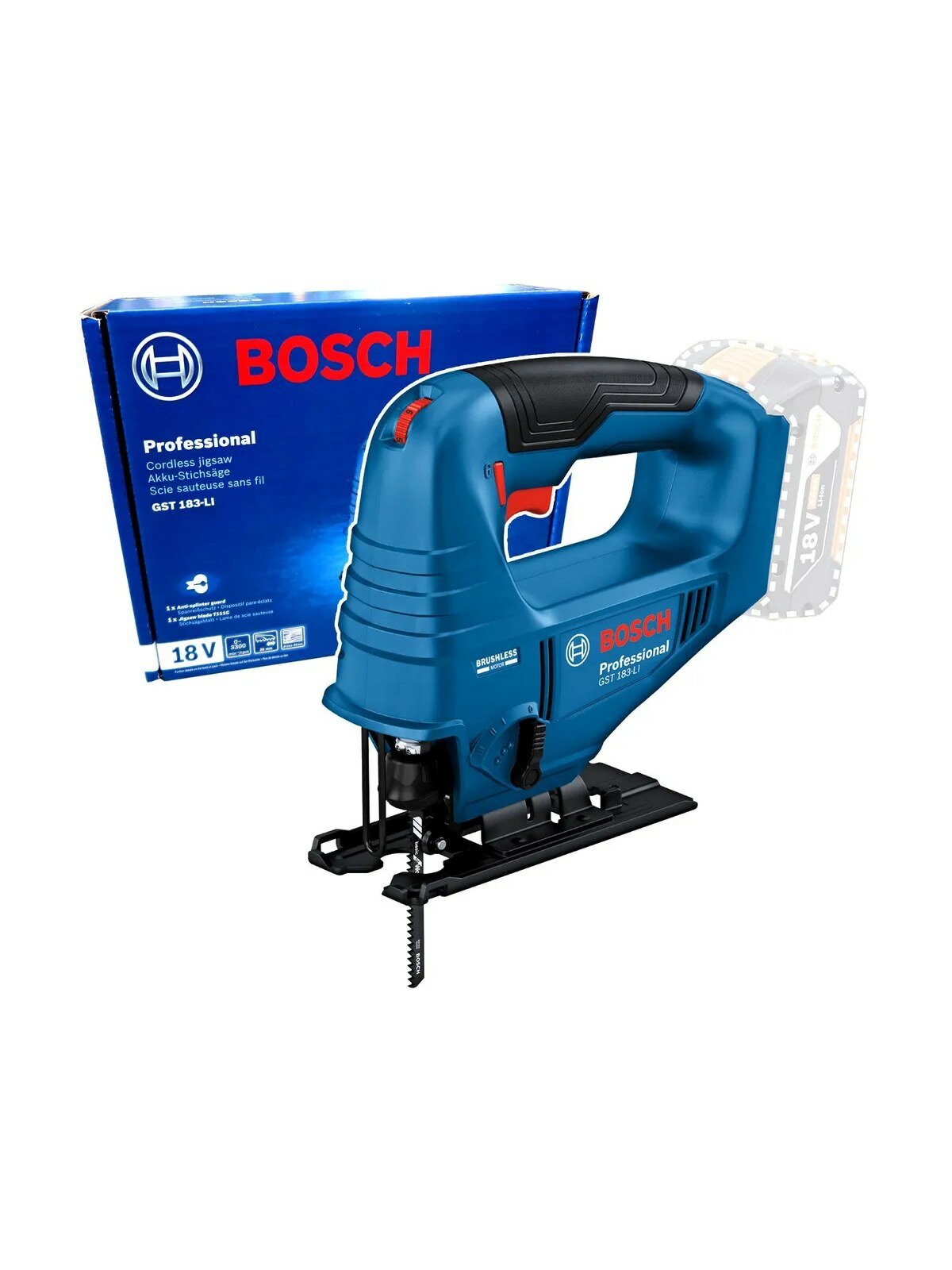 Аккумуляторный лобзик Bosch Professional GST 183-LI, 18В, без акк и з/у, 06015B7020