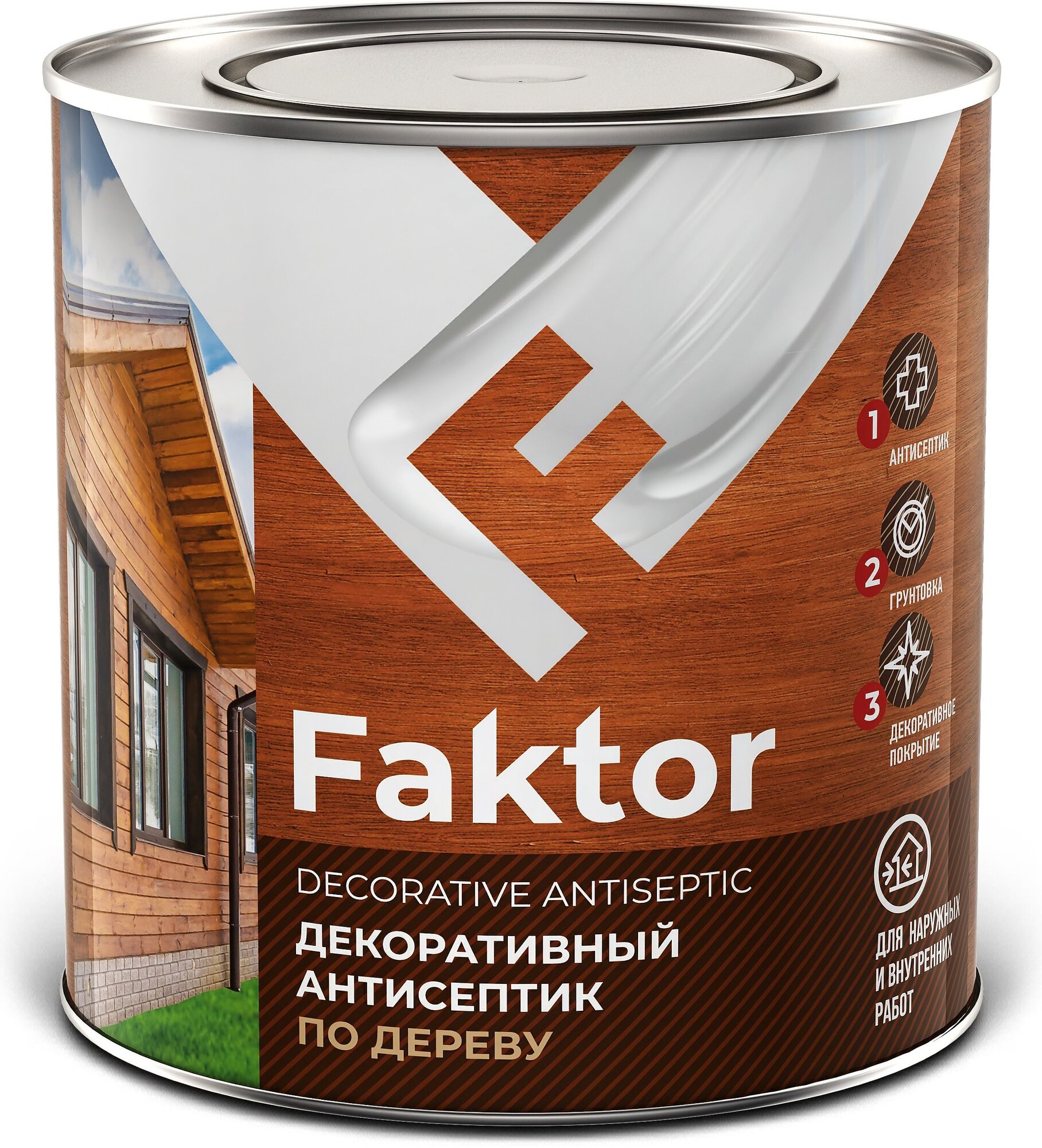 Антисептик FAKTOR для защиты и тонирования древесины 3в1 беленый дуб 2,1 кг