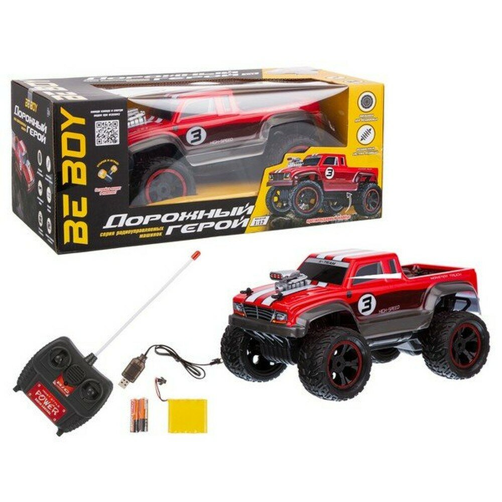 Машинка на радиоуправлении BeBoy «Дорожный Герой Monster Truck Hight-Speed» красный