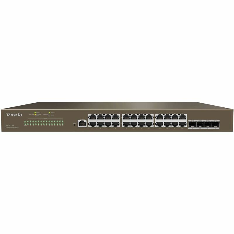 Коммутатор Tenda IP-COM G5328F управляемый, 24 порта 1 Гбит/с, 4 SFP, для стойки 19″ G5328F