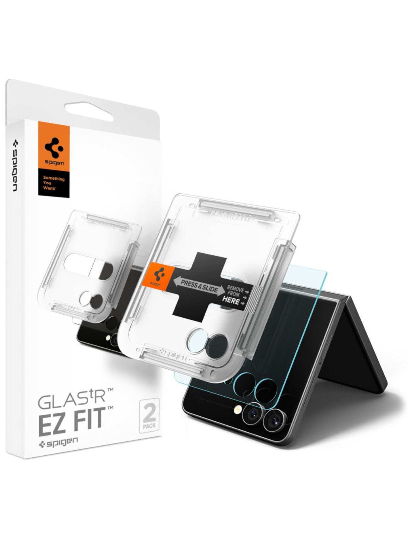 Защитное стекло 2 штуки Spigen на Samsung Galaxy Z Flip 7/8, прозрачное
