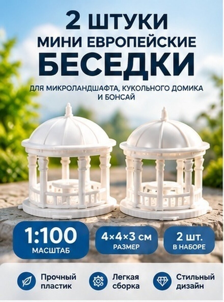 DIY комплект для сборки круглой беседки, элегантный декор в масштабе 1:100, размер 4x4x3 см