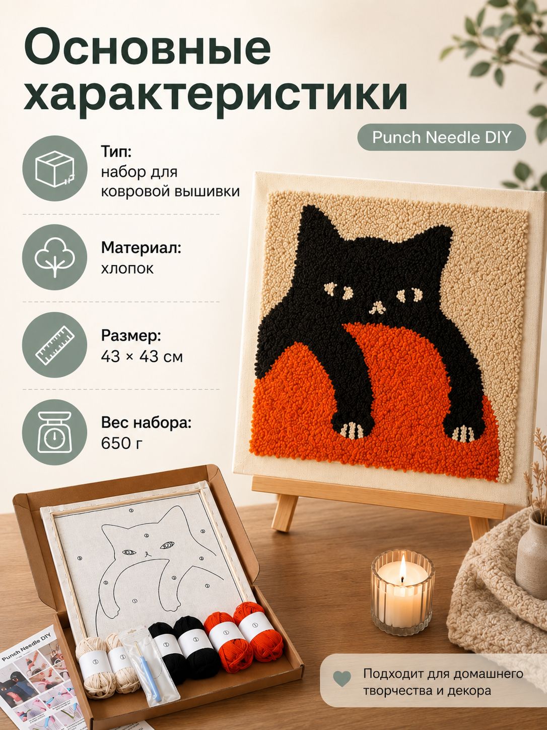 DIY-набор для вышивания тычком (пуфф-вышивка)