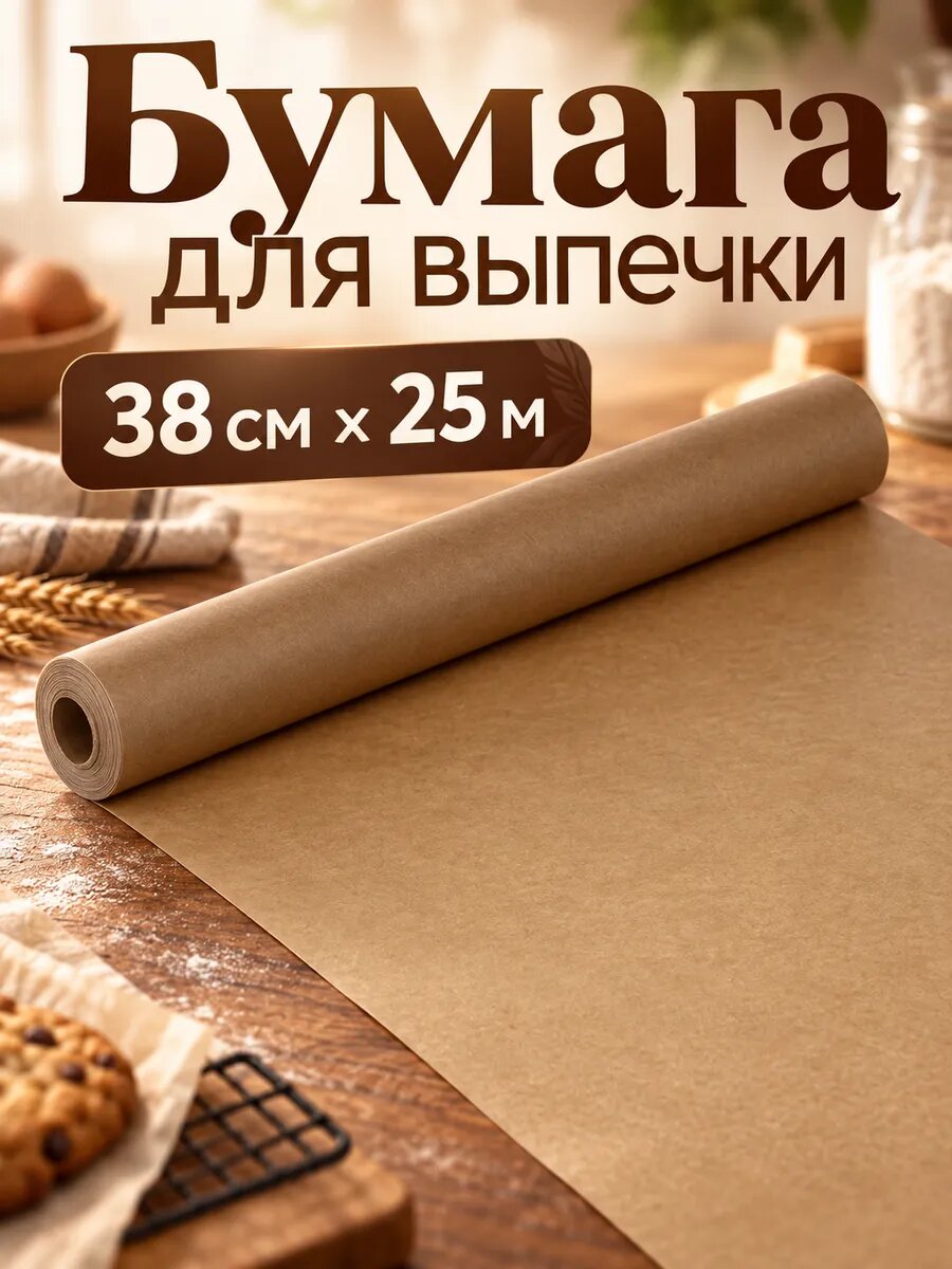 Пергамент для выпечки силиконизированный Nordic EB Golden, 38×25 м, профессиональный