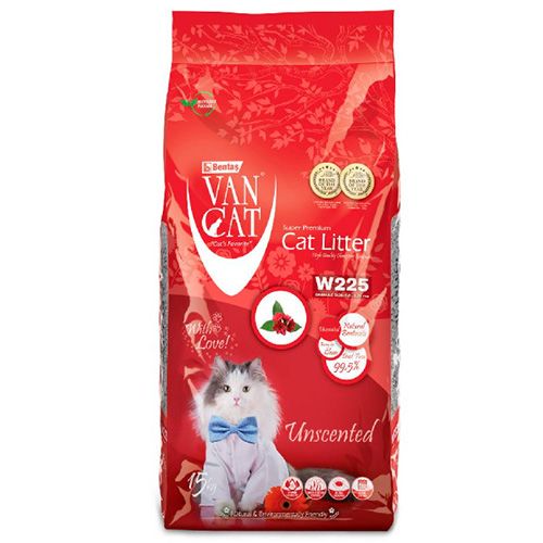 Van Cat Unscented / Комкующийся наполнитель Ван Кэт для кошачьих туалетов Без запаха, 15 кг