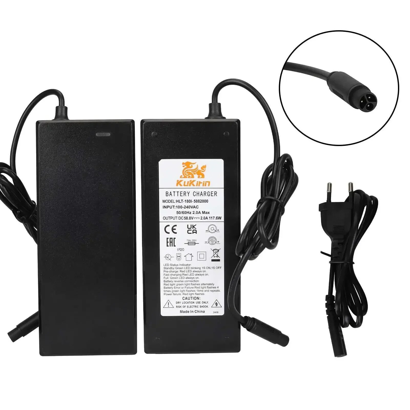 Оригинальное зарядное устройство KUGOO 58,8 В, 2 А для Kukirin G2 Master/G3 pro, прочный аксессуар для электрического скутера