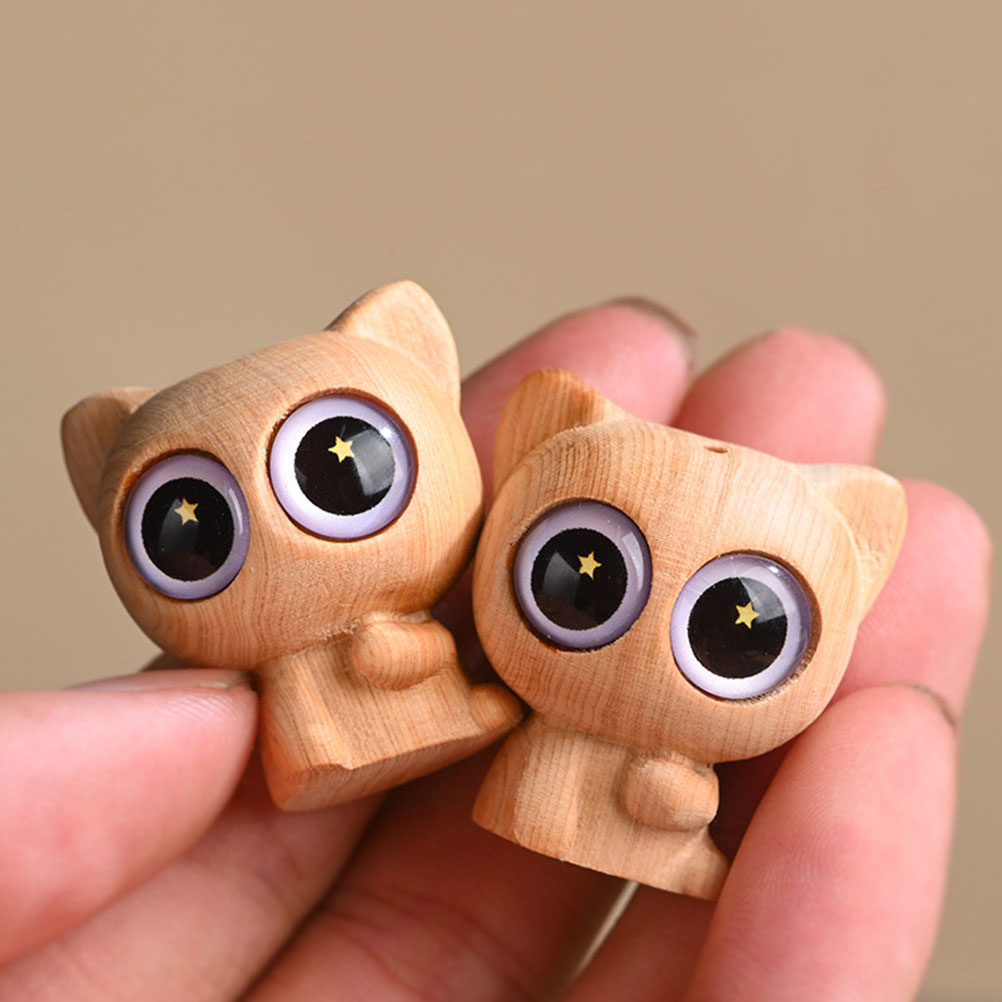 Брелок В Детали Кот Из Дерева Для Diy Украшений Компактный Размер 3.2X2.9X2.3Cm