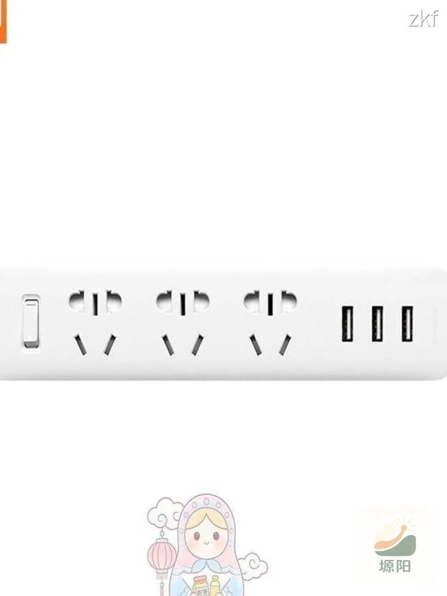 Удлинитель-тройник с 3 розетками и 3 USB-портами, белый, 1,8 м
