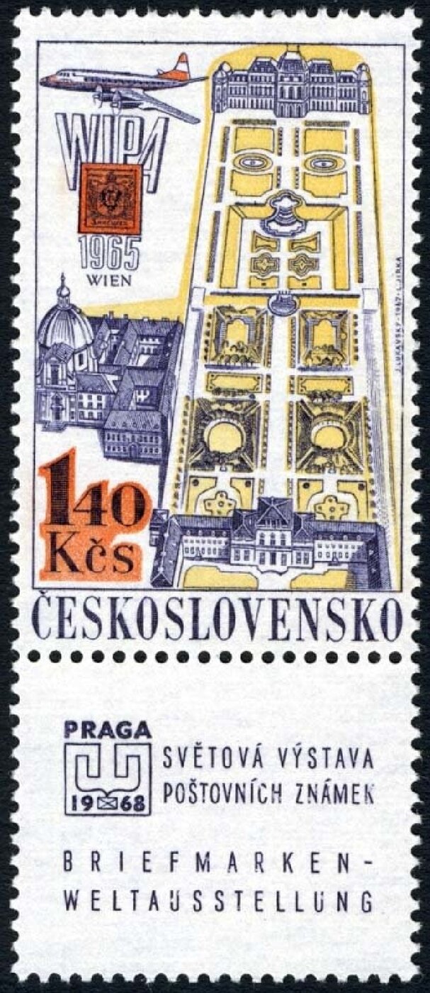 (1967-070) Марка с купоном Чехословакия "Вена, 65" , (гашеная)