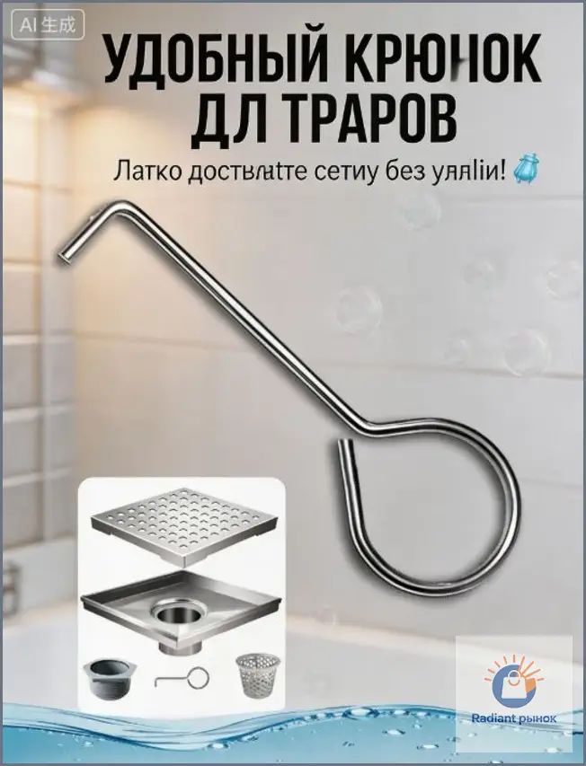 Комплектующие для душевого лотка, Крючок для решётки душевого трапа от Viega это незаменимый инструмент для снятия решеток лотков и трапов в вашем санузле.