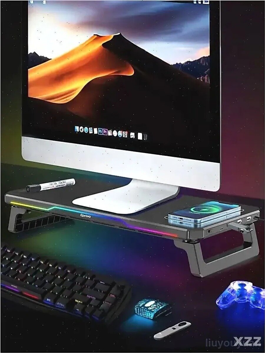Складная подставка для монитора EPROVA XSQZJ-01 с USB-хабом и RGB-подсветкой, настольная полка