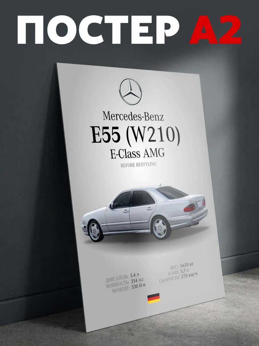 Постер на стену Mercedes-Benz E55 W210 АМГ плакат А2