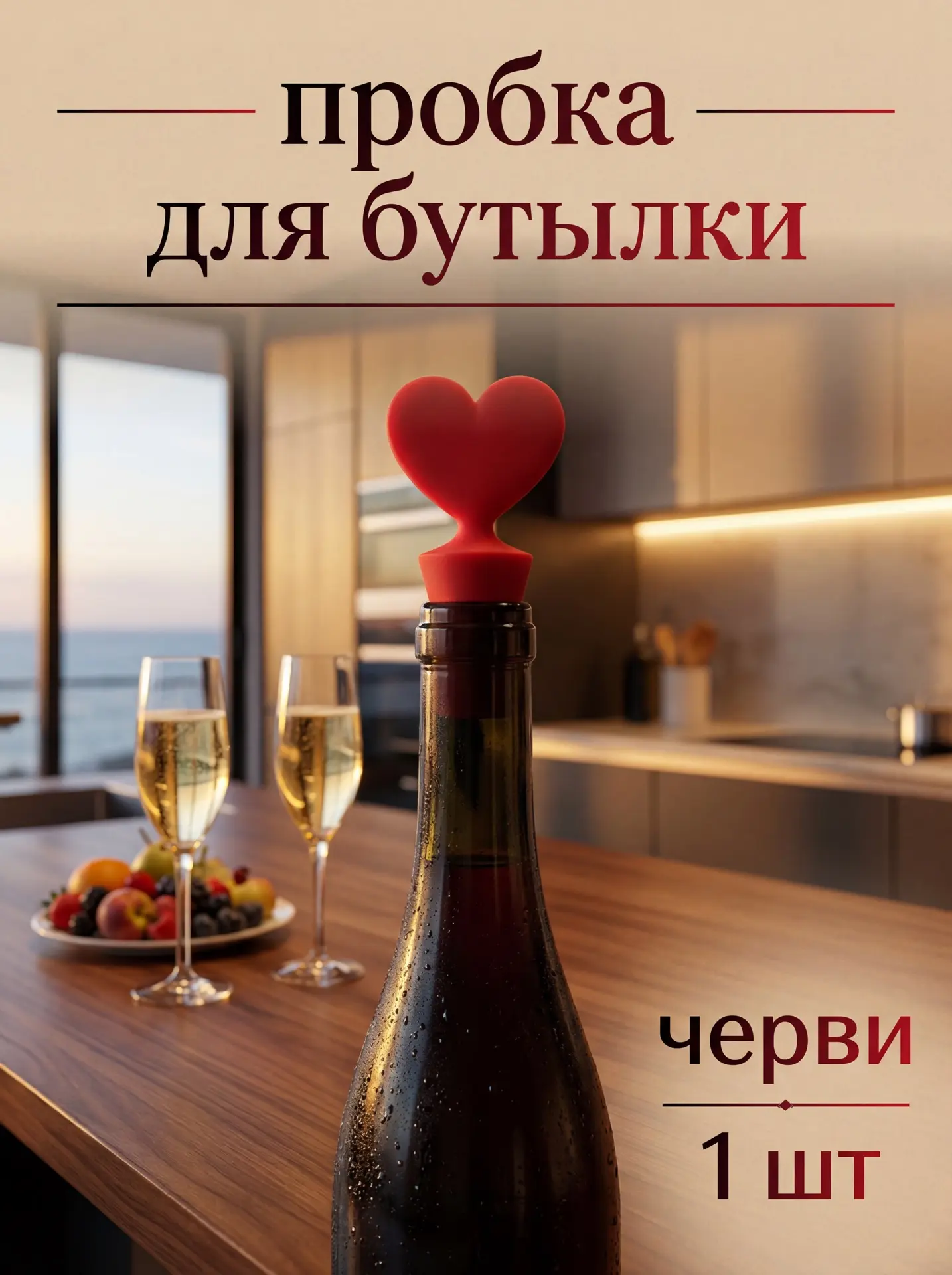 Пробка для бутылок, вина, силиконовая, черви, 1шт