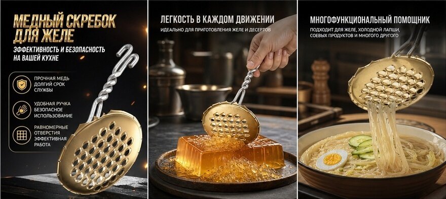 Удобный Скребок Для Желе Из Меди С Качественным Зацеплением И Безопасным Хватом 6 50X6 00X0 30Cm