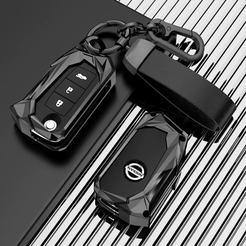 Чехол для ключа Nissan G-стиль с одинарной оболочкой и 'Brushed Buckle', черный цвет (Gun Black)