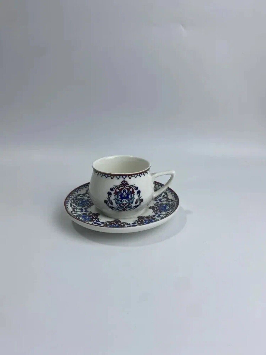 Кофейная пара Karaca Iznik 80 мл, 2 чашки с блюдцами, фарфор