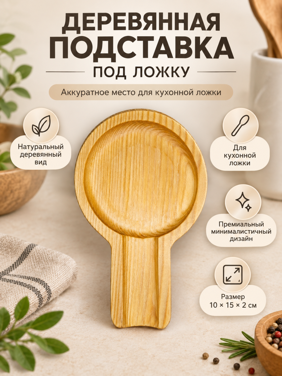 Подставка для ложки, 15 см Подставка под ложку деревянная