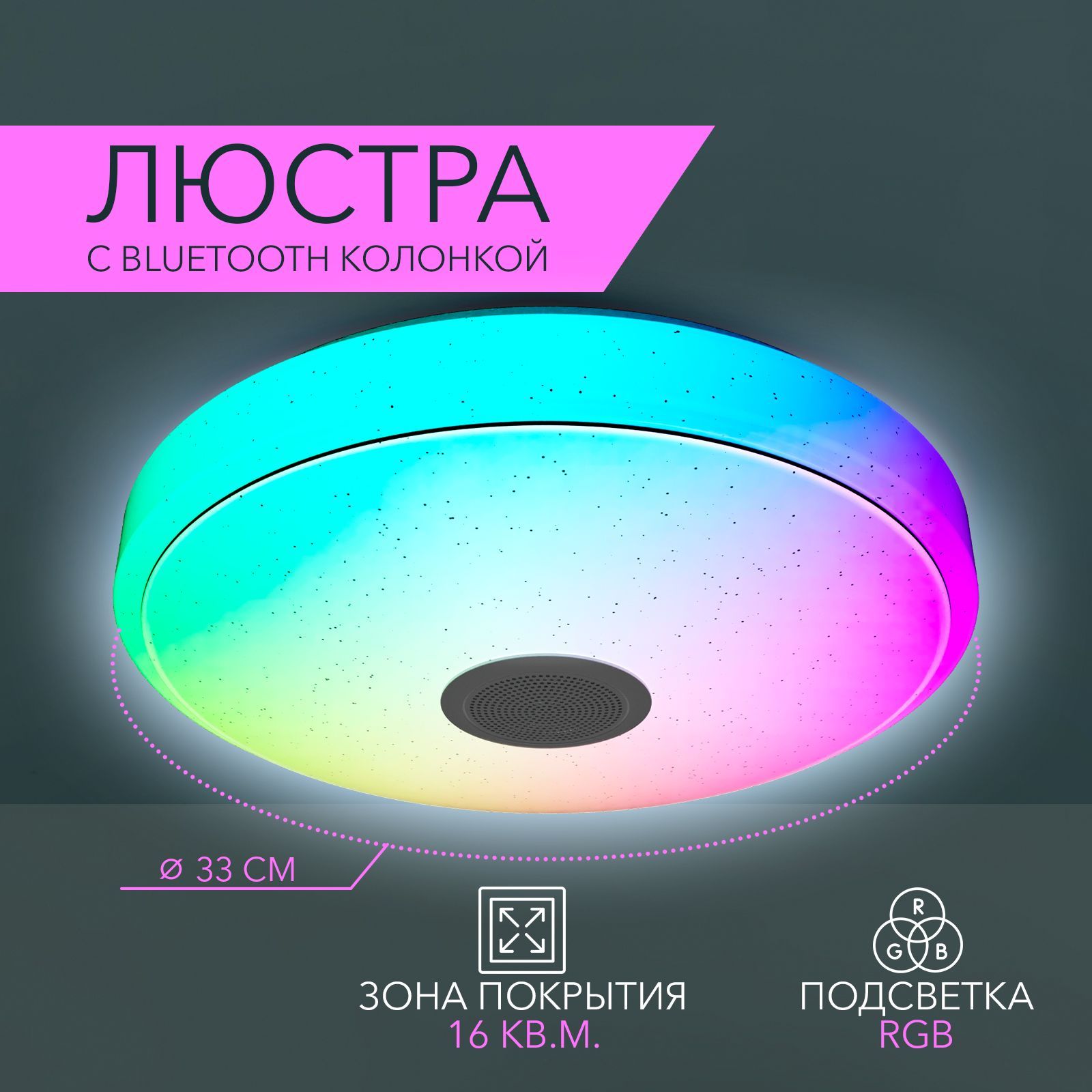 Светильник потолочный с пультом / RGB лампа светодиодная