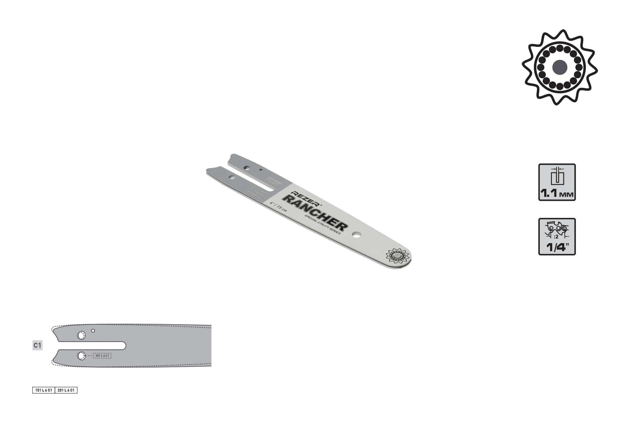 Rancher 151 L 6 C1 (акк. мини-пилы; 1/4"-1,1- 6"; 36-37зв.) Rezer (100 шт/кор)